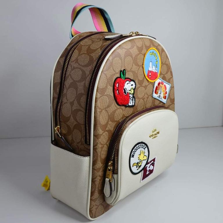 COACH X PEANUTS COURT BACKPACK IN SIGNATURE CANVAS WITH VARSITY PATCHES ...