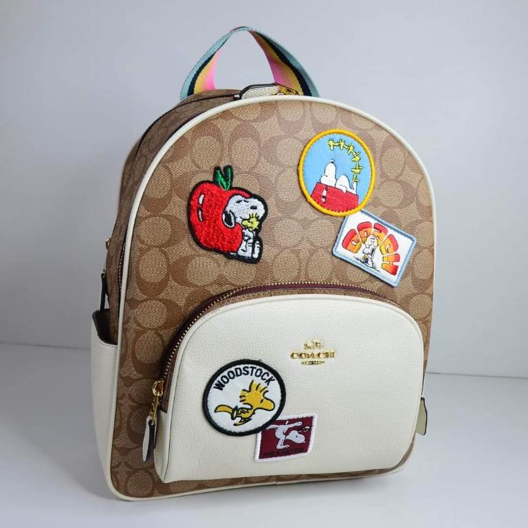 COACH X PEANUTS COURT BACKPACK IN SIGNATURE CANVAS WITH VARSITY PATCHES ...