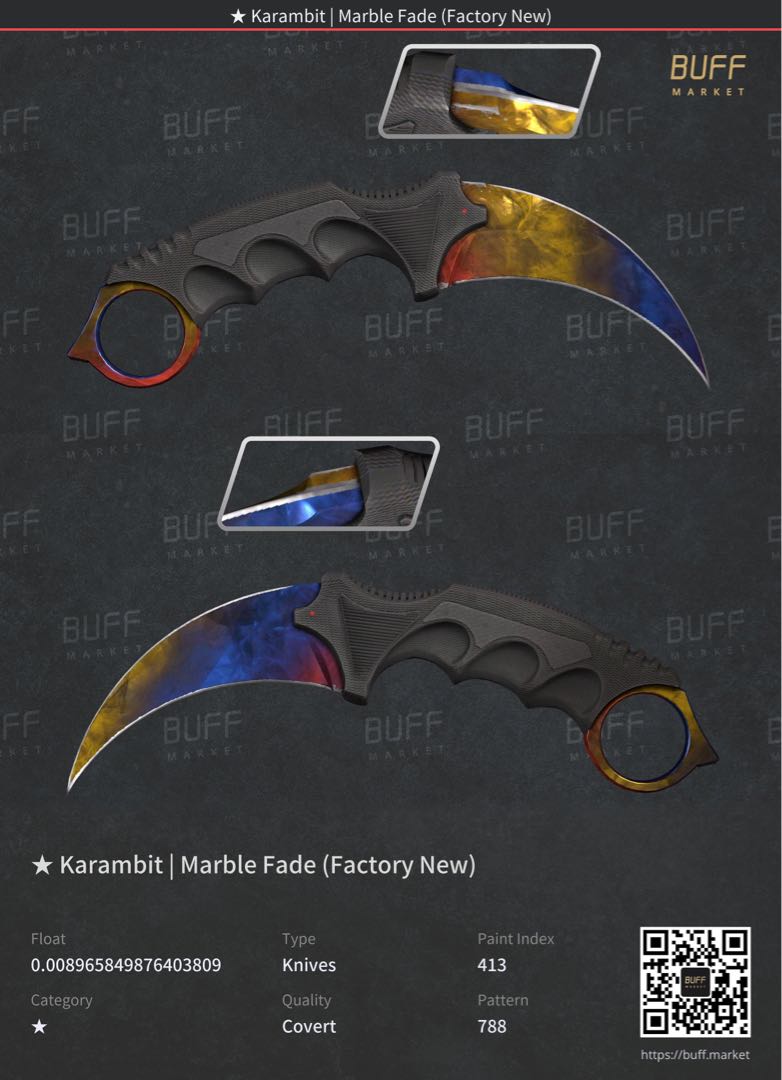 CSGO Karambit Marble Fade, Video Gaming, Gaming Accessories, In-Game ...