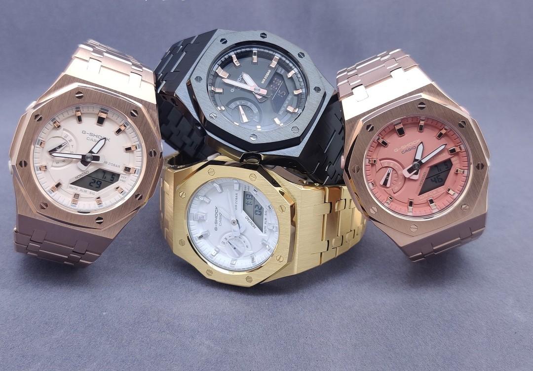 Custom Gshock GA2100 AP Gunmetal Casio Oak Casioak Black Stealth Metal ...