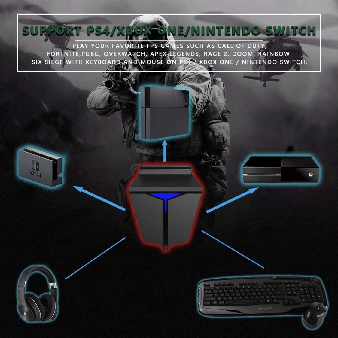 Darkwalker Keyboard & Mouse Adapter - Model FO214, Video Gaming, Gaming ...