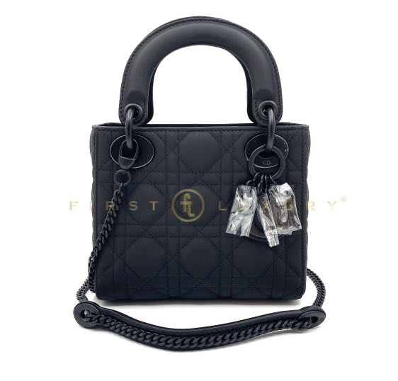 Dior Lady Dior Mini Ultramatte Black BHW, Luxury, Bags & Wallets on ...