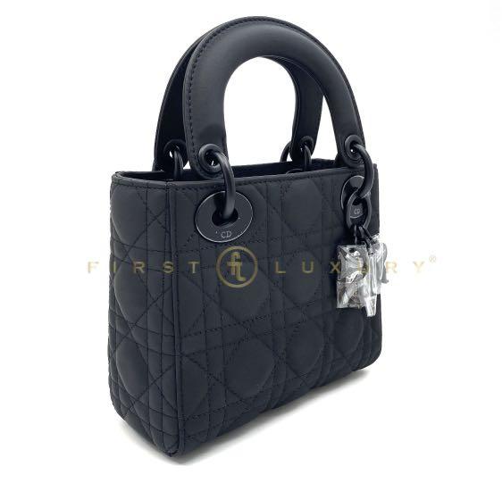 Dior Lady Dior Mini Ultramatte Black BHW, Luxury, Bags & Wallets on ...
