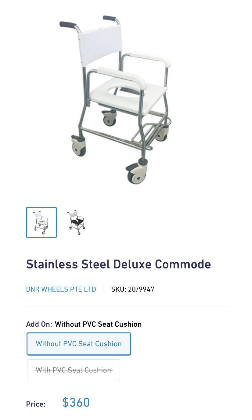 DNR WHEELS Stainless Steel Deluxe Commode, Health & Nutrition ...