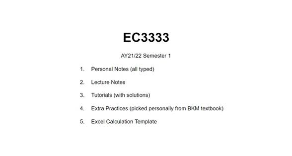 EC3333 Financial Economics I (Notes, Practices). Mid Term: Full marks ...