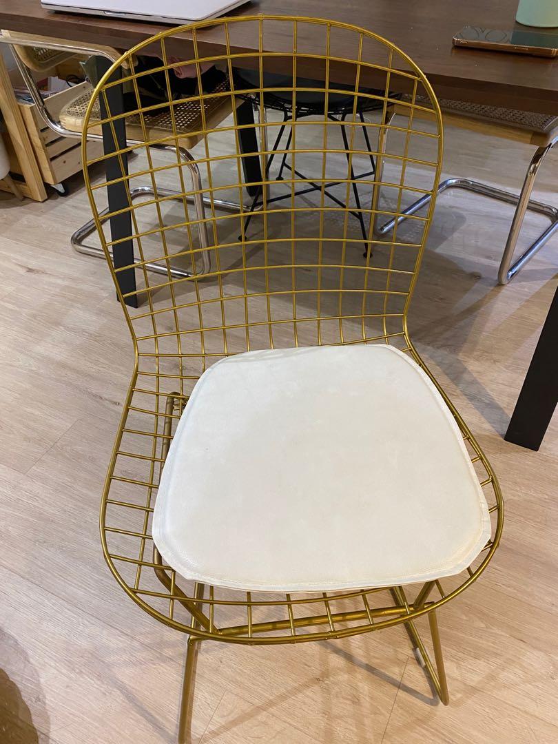 gold metal grid chairs, Furniture & Home Living, Furniture, Chairs on ...