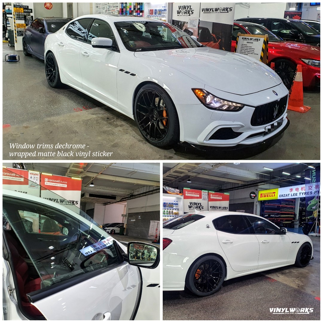 Maserati Window Trims Dechrome / Delete Chrome - Wrap Vinyl Sticker ...