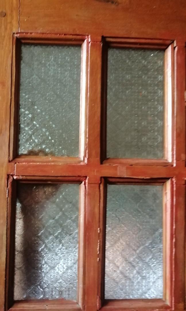 Narra entrance door with sampaguita glass back to back design ...