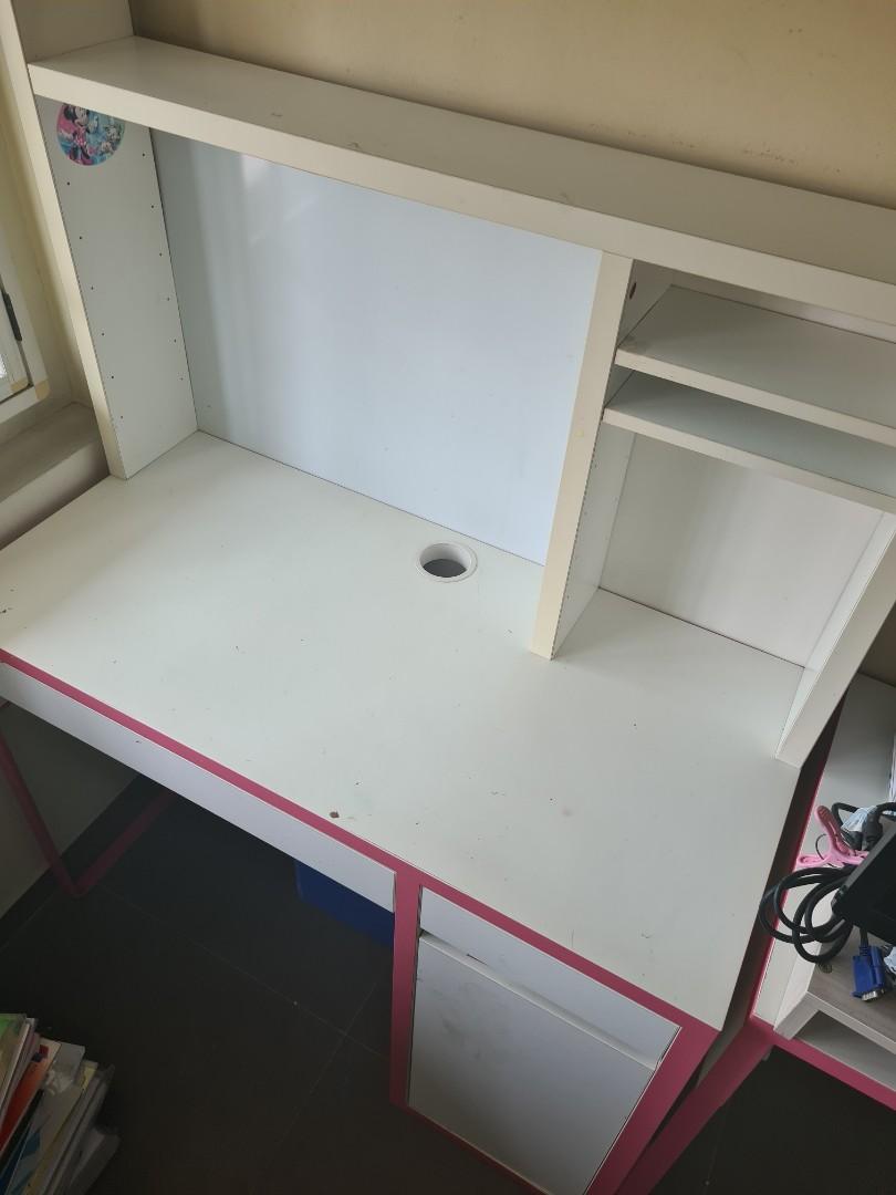 Pink study table, Furniture & Home Living, Furniture, Tables & Sets on ...