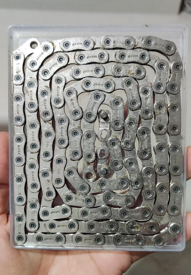 Pre-waxed SRAM Rival AXS 12-Speed Flat-top chain, Sports Equipment ...