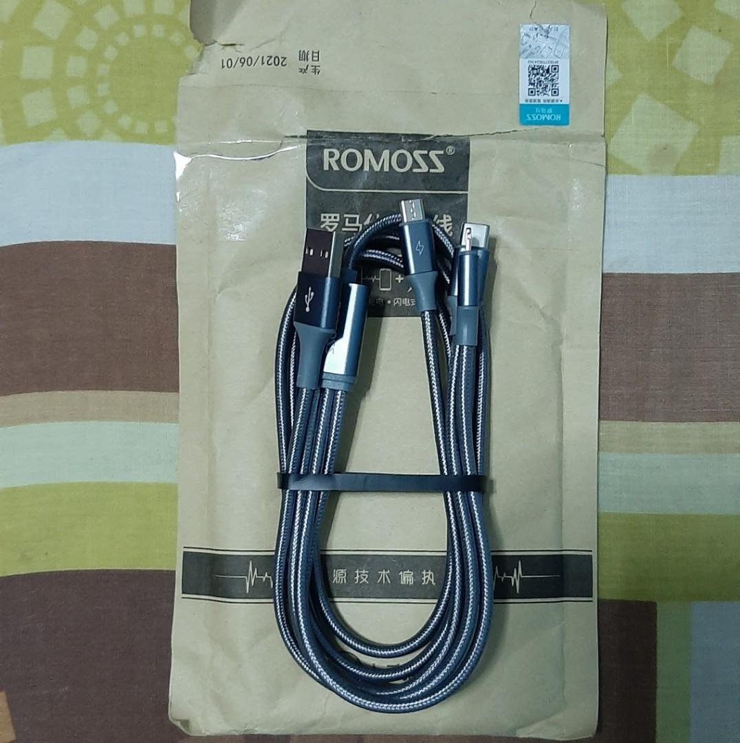 Romoss 3-in-1 Universal Charging Cable 1.5m - Apple Lightning 8-pin ...