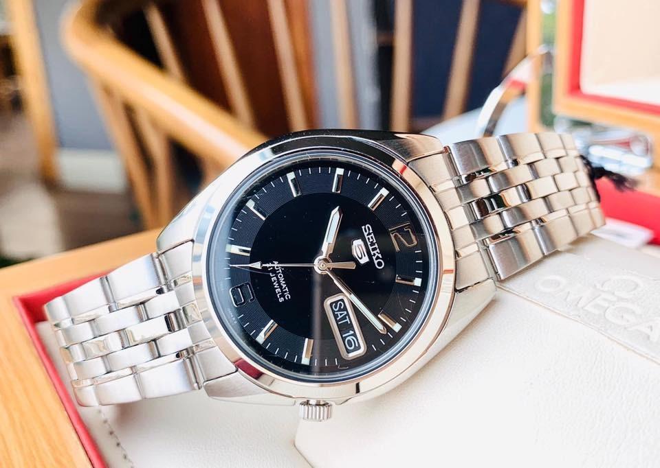 Seiko 5 SNK393K1 Black Analog Automatic 21 Jewels Stainless Steel Men's ...