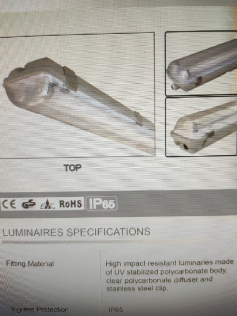 Weather Proof T8 led fitting - (stock clearance), Furniture & Home ...