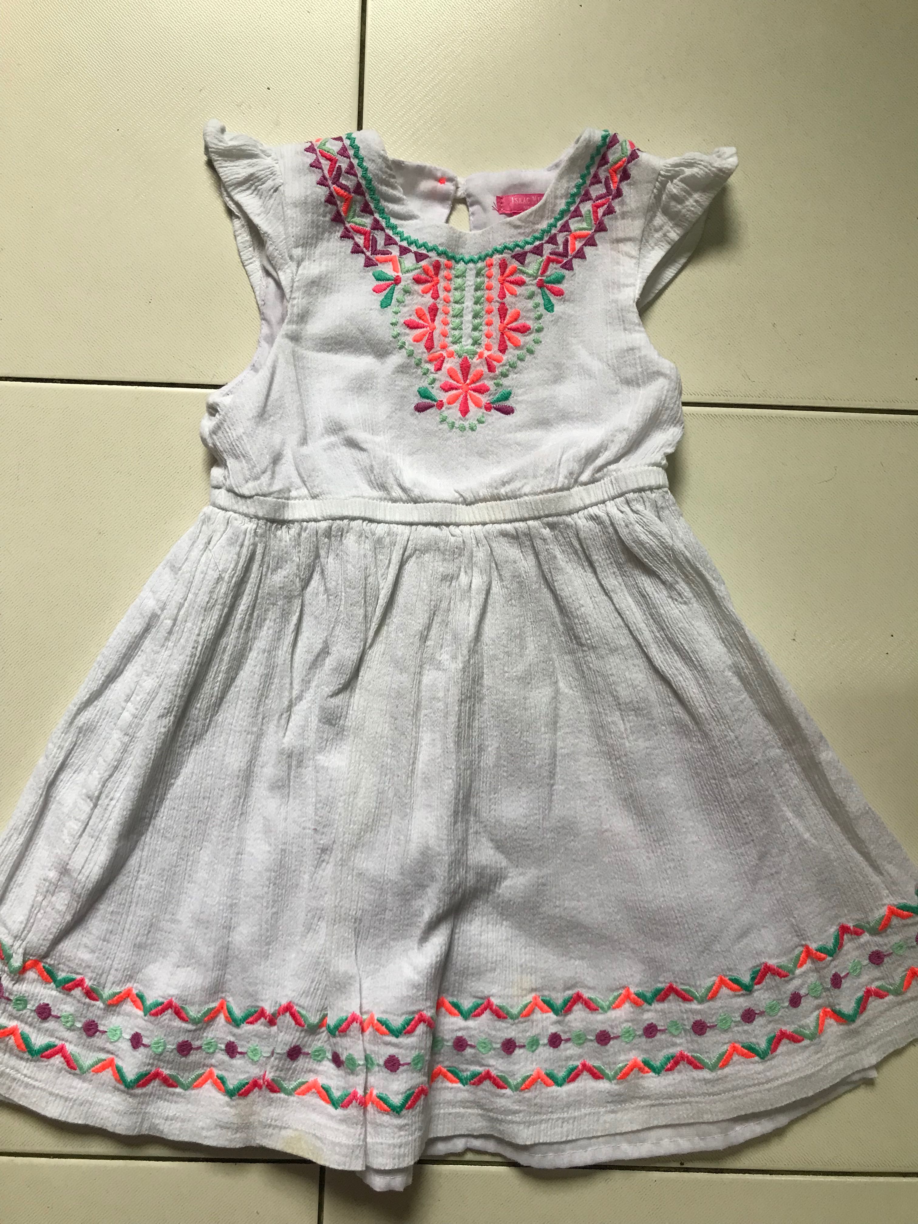 3t White Dress with Embroidered Neon Aztec details - Isaac Mizraho NY ...
