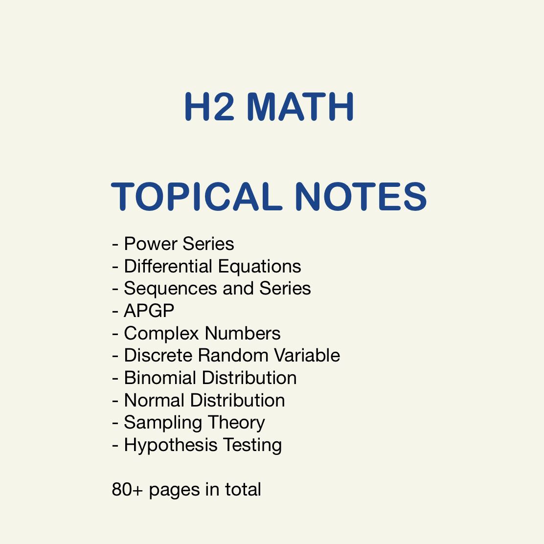 80 pages H2 Math Notes (A Level JC), Hobbies & Toys, Books & Magazines ...