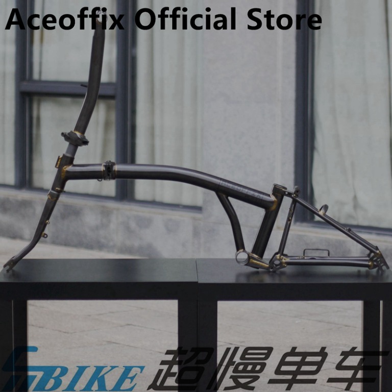 (Ready stock) Aceoffix Black Lacquer Trifold Folding Bicycle Frame Set ...
