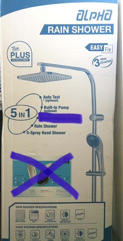 Alpha Rain shower head set, Furniture & Home Living, Bathroom & Kitchen ...