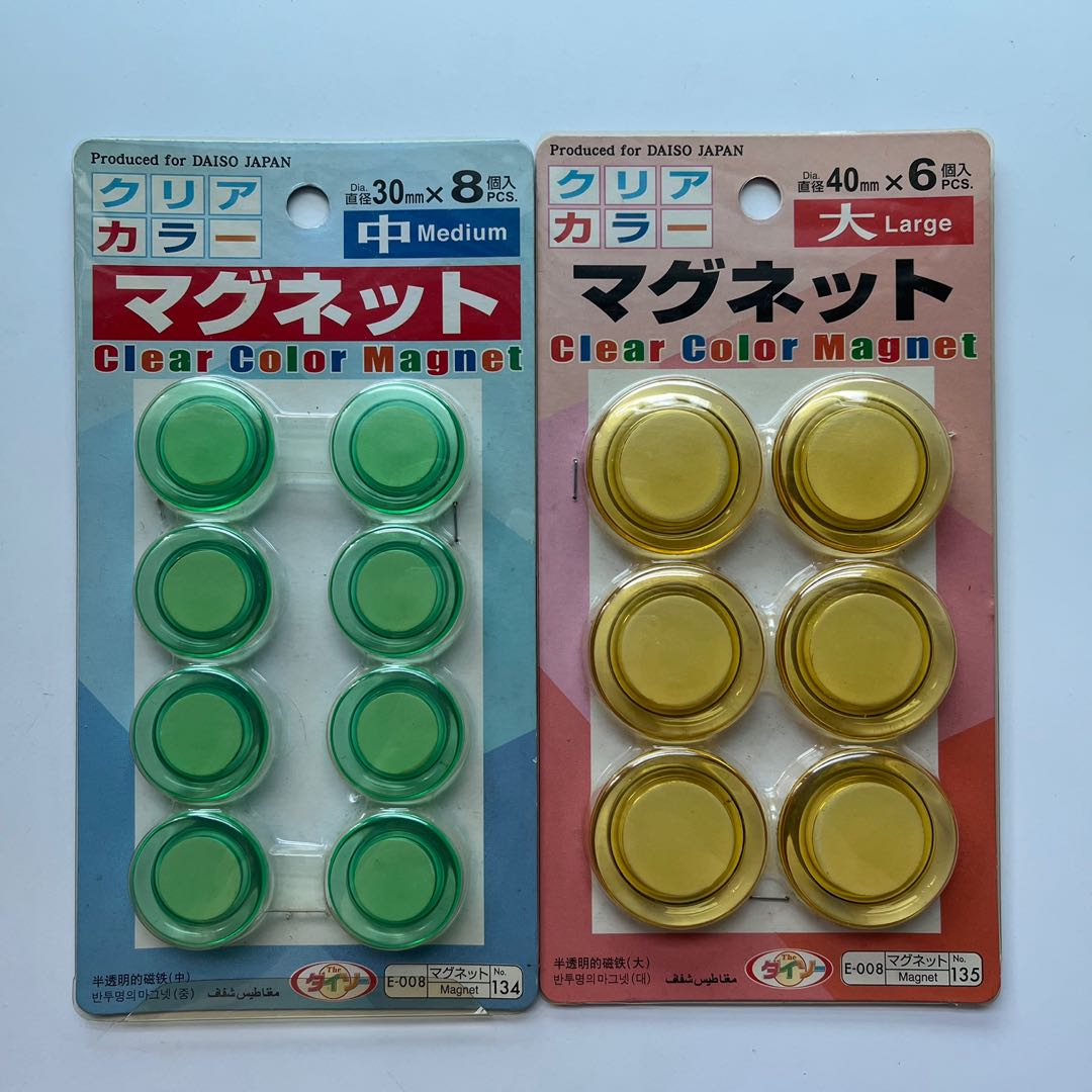 BNIP DAISO clear colour magnet set, Hobbies & Toys, Stationery & Craft ...