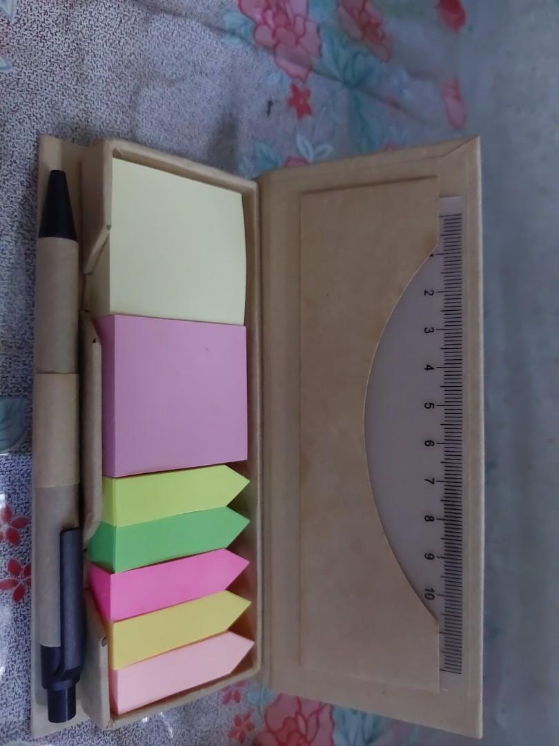 Colorful post it set with rule and pen, Hobbies & Toys, Stationery ...