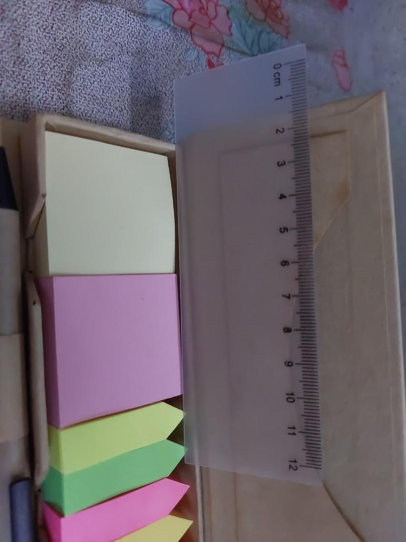 Colorful post it set with rule and pen, Hobbies & Toys, Stationery ...