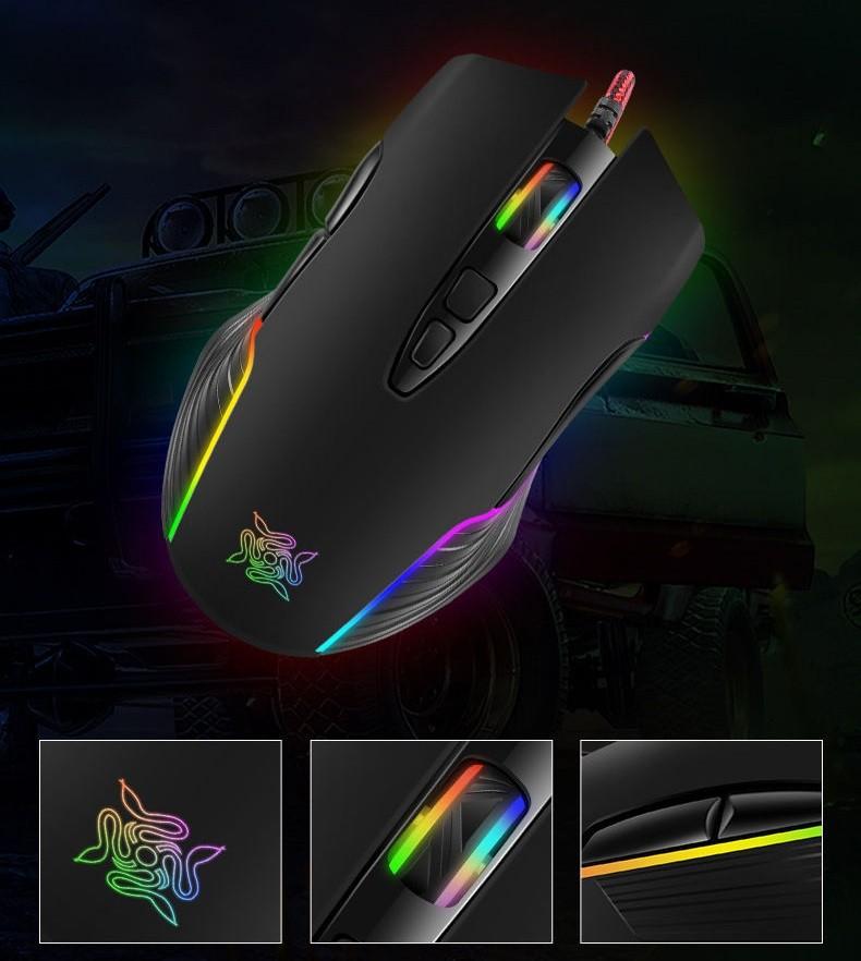 Gaming Mouse V9 Ergonomic RGB Back-light 7 Button 6400DPI Programmable Adjustable Gaming Sensor ...