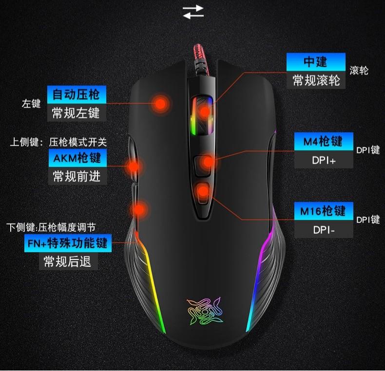 Gaming Mouse V9 Ergonomic RGB Back-light 7 Button 6400DPI Programmable Adjustable Gaming Sensor ...