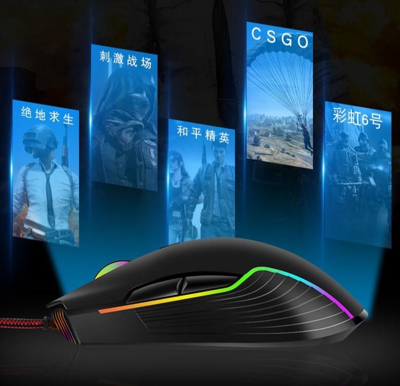 Gaming Mouse V9 Ergonomic RGB Back-light 7 Button 6400DPI Programmable Adjustable Gaming Sensor ...