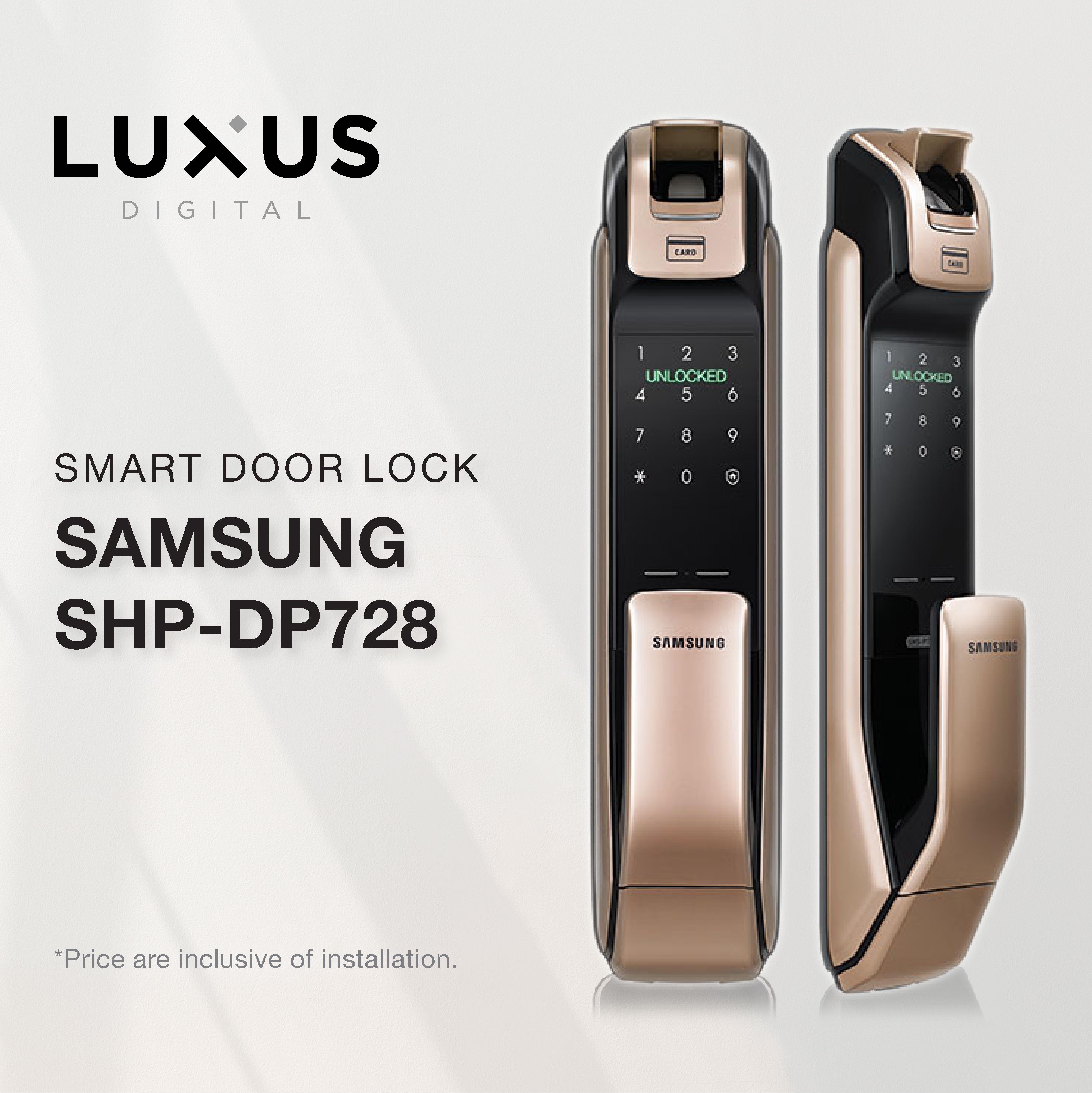 Samsung Bluetooth SHP- DP728 Smart Digital Door Lock | Gold | 1 Year Warranty | Double Bolt ...