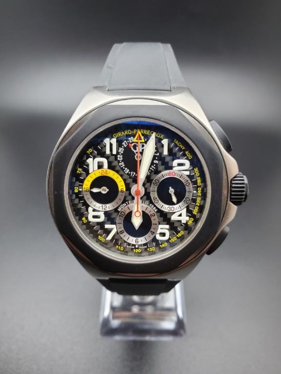 Girard Perregaux Laureato Rallye Monte Carlo Chronograph Black Carbon Fiber Dial, 名牌, 手錶 - Carousell