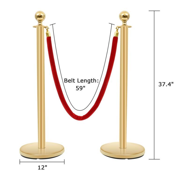 Gold Crowd Control Mall Stanchion Red Rope Safety Barriers, Commercial ...