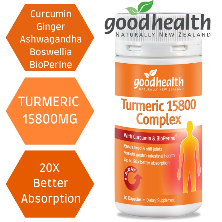 GoodHealth Turmeric Curcumin Complex w/Ashwagandha Boswellia, Ginger ...