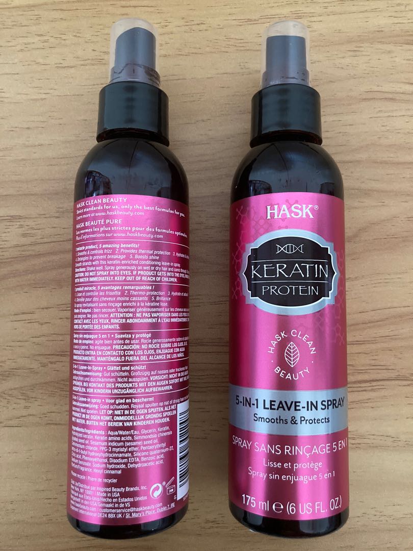 Hask Keratin Protein Smoothing 5-in-1 Leave-in Spray, Beauty & Personal ...