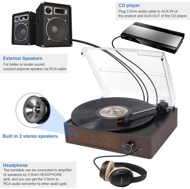 Kedok turntable , Vinyl Record Player Turntable with Built-in Bluetooth ...