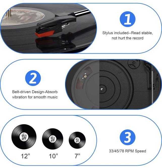 Kedok turntable , Vinyl Record Player Turntable with Built-in Bluetooth ...