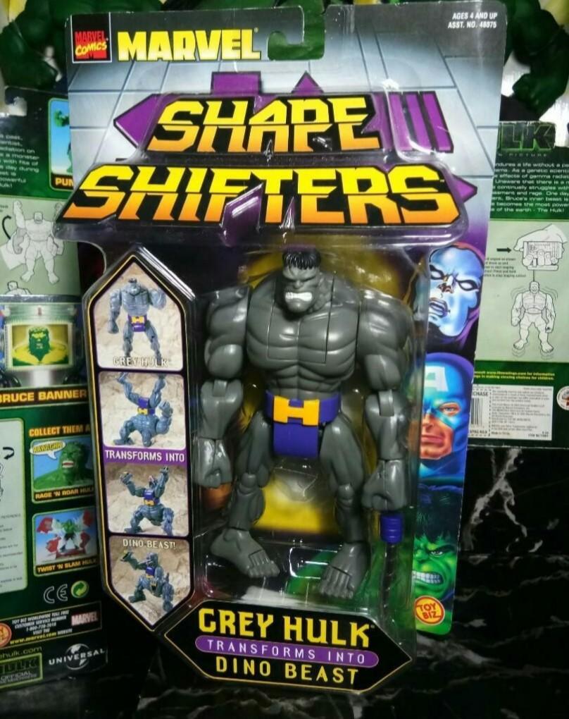 Marvel Shape Shifters Grey Hulk Transforms into Dino Beast 1999 Toybiz ...
