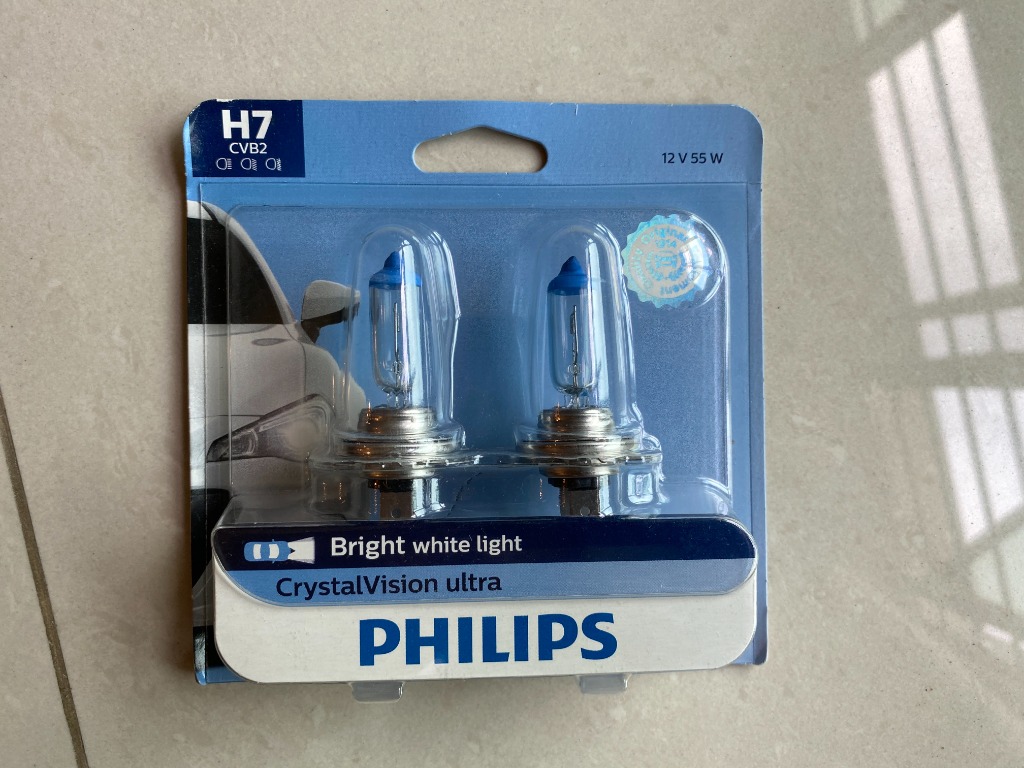 Philips H7 CrystalVision Ultra Bright White Headlight Bulb, 2 Pack, Car ...