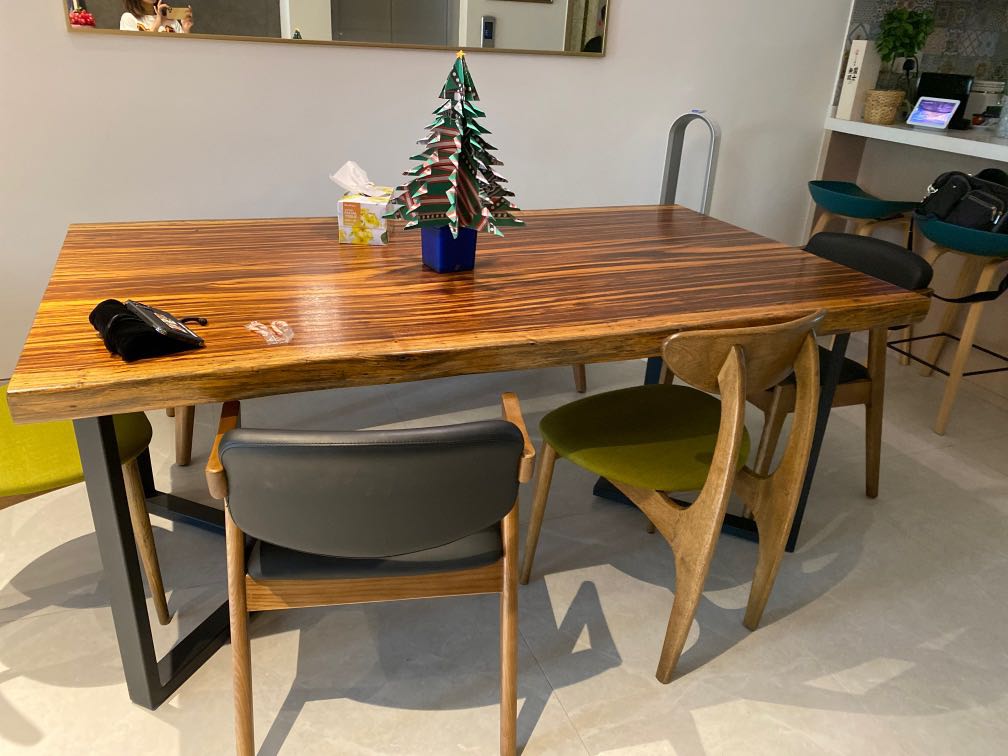 Preloved Zebra Wood dining table ( from etch and bolt) for sale ...