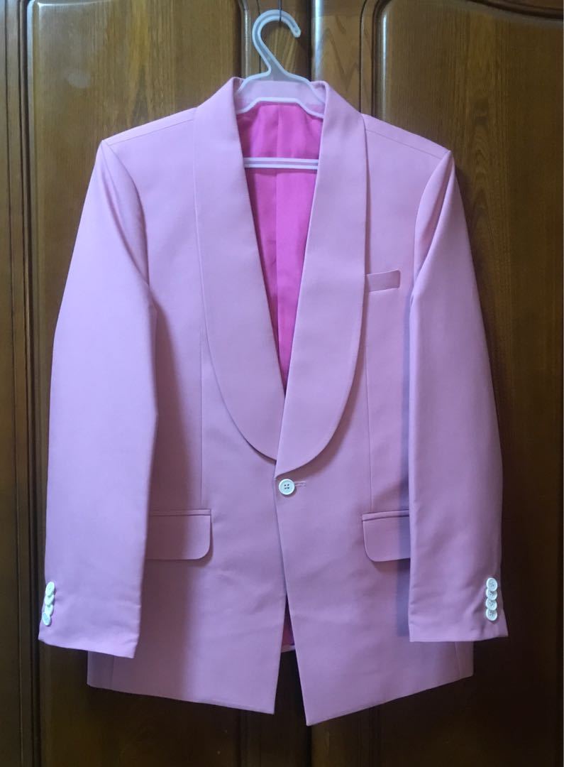 Salmon Pink Suit, Men's Fashion, Coats, Jackets and Outerwear on Carousell