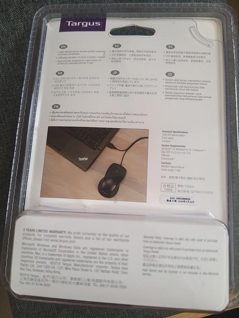 Targus U660 USB Optical Mouse, Computers & Tech, Parts & Accessories ...
