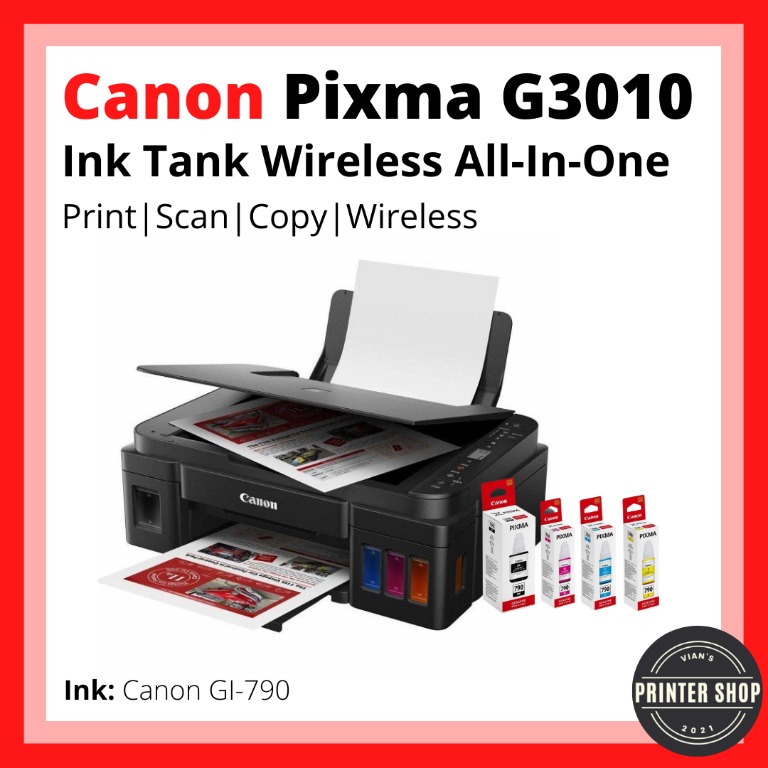 Canon Pixma G3010 Ink Tank Wireless All-In-One for High Volume Printing ...