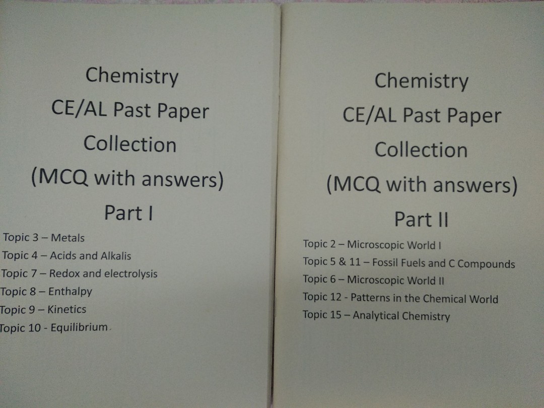 Chemistry CE/AL Past Paper Collection, 興趣及遊戲, 書本 & 文具, 教科書 - Carousell