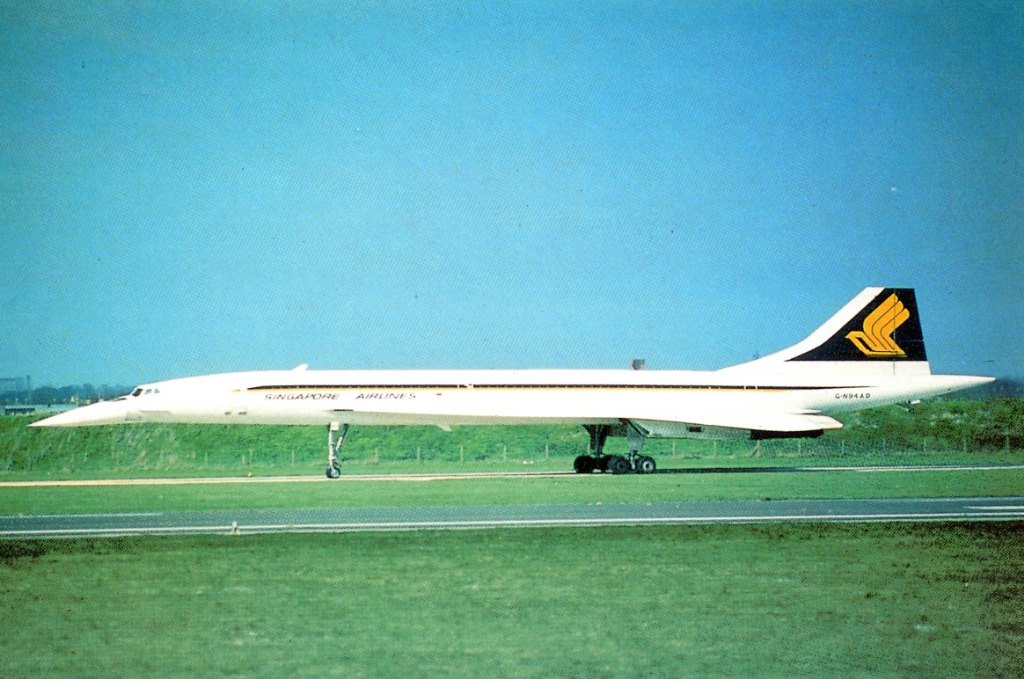 SIA Concorde Airplane taking off on the runway postcard. (S'pore 1970's ...