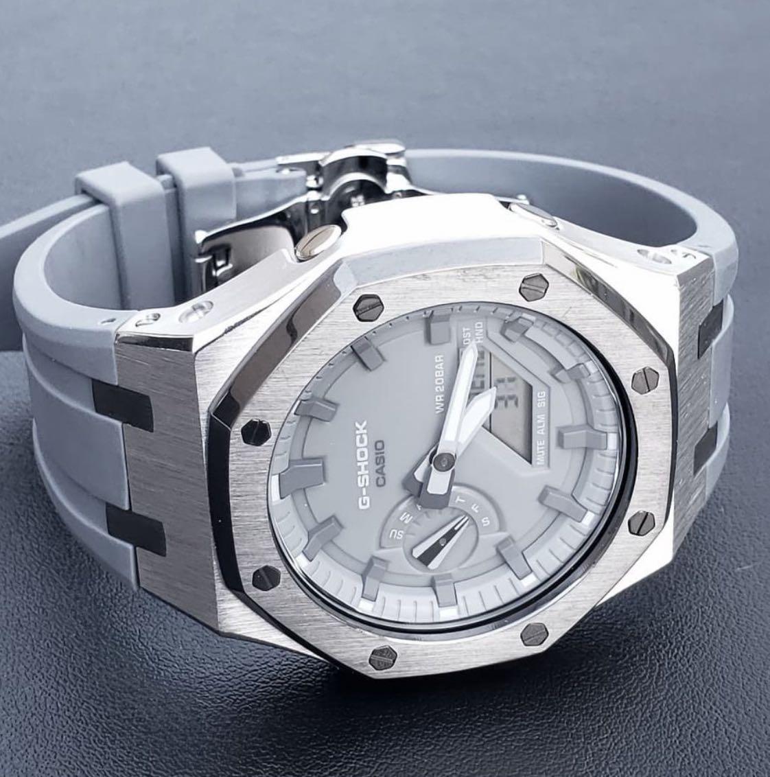 Silver grey combi casio ga2100 ga2110 ga-2100 ga-2110, Men's Fashion ...