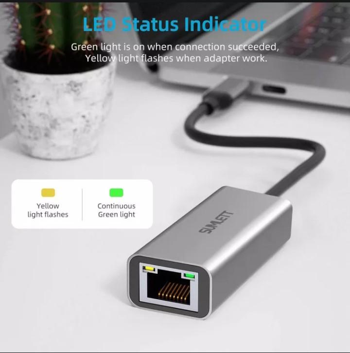 Sumlett Usb C Ethernet Adapter Usb Type C Thunderbolt 3 4 Compatible To Rj45 Gigabit Ethernet