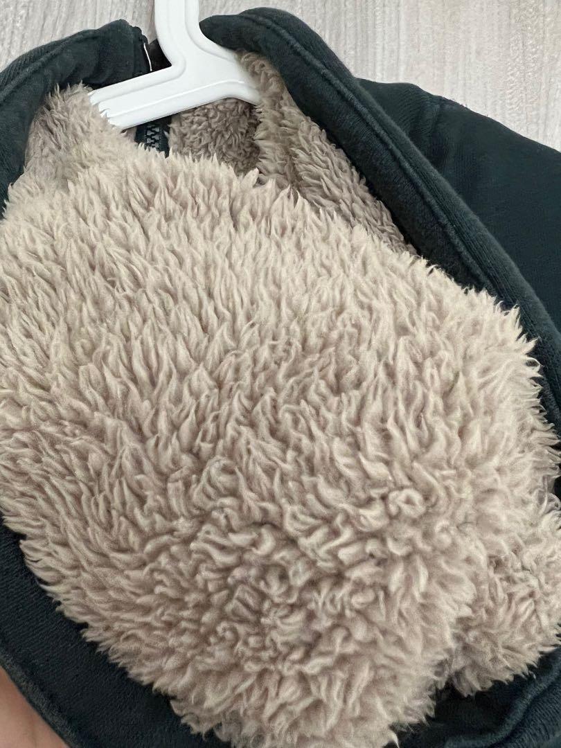 Uniqlo inner wool/fur lining dark green hoodie jacket, Women's Fashion ...