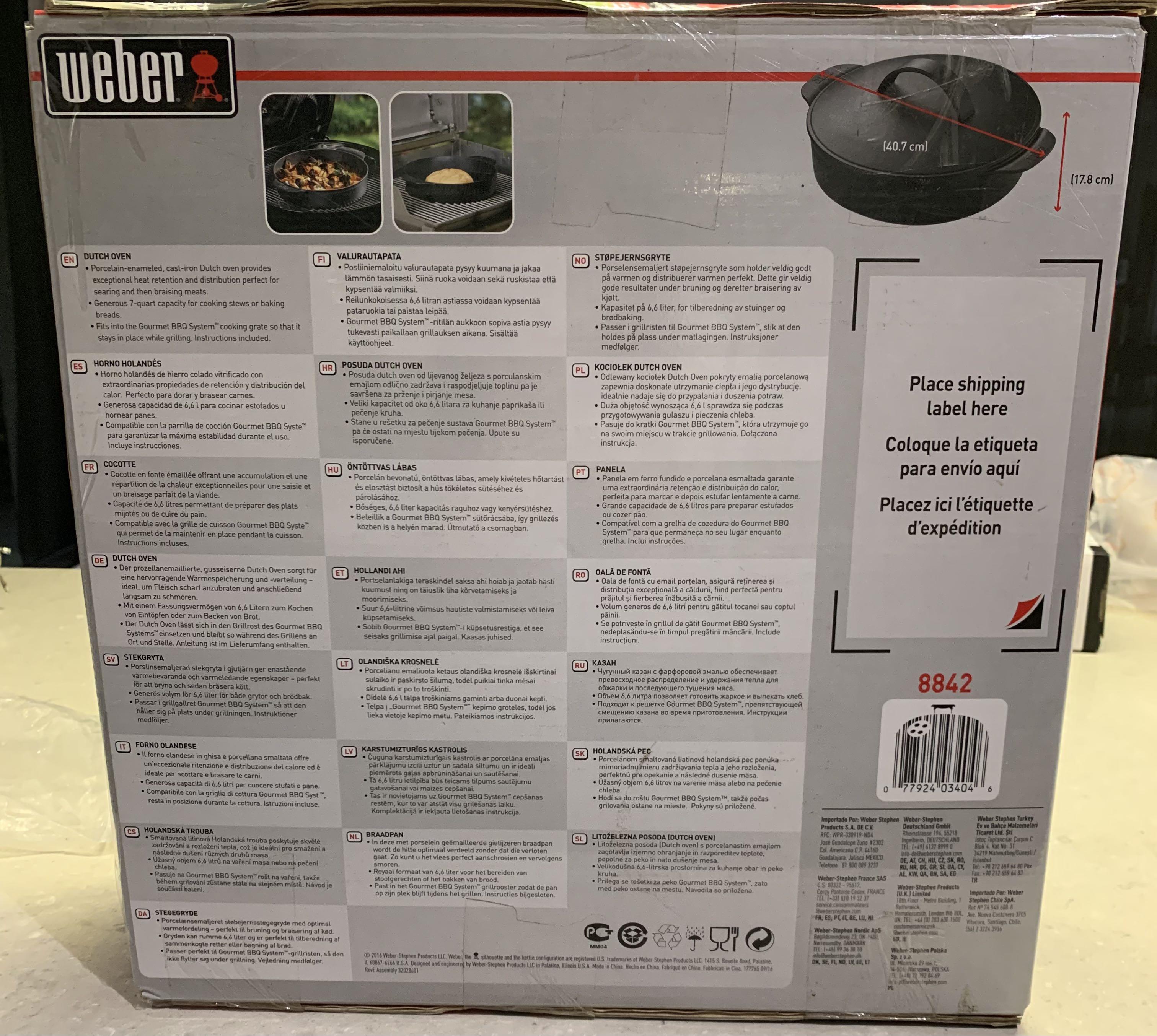 Weber Dutch Oven (Gourmet BBQ System), TV & Home Appliances, Kitchen ...