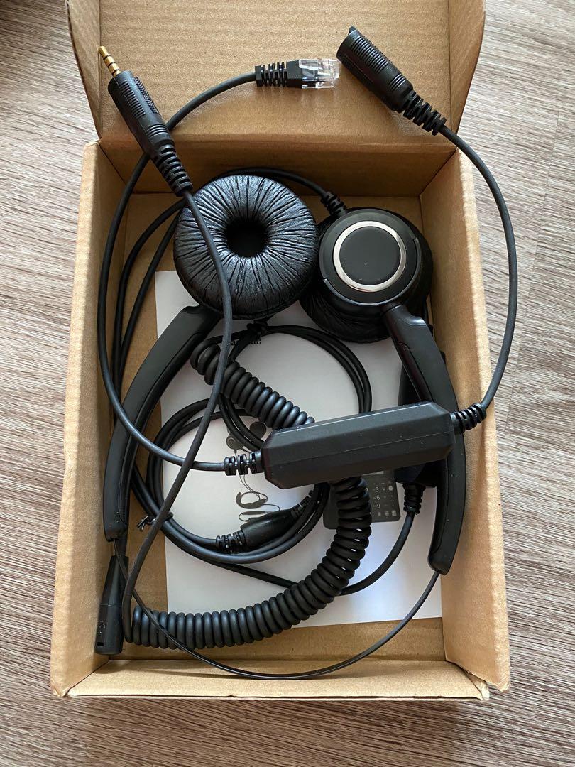 4-Pin RJ9 Binaural Headset, AGPtek Hands-free Call Center Headphone for ...