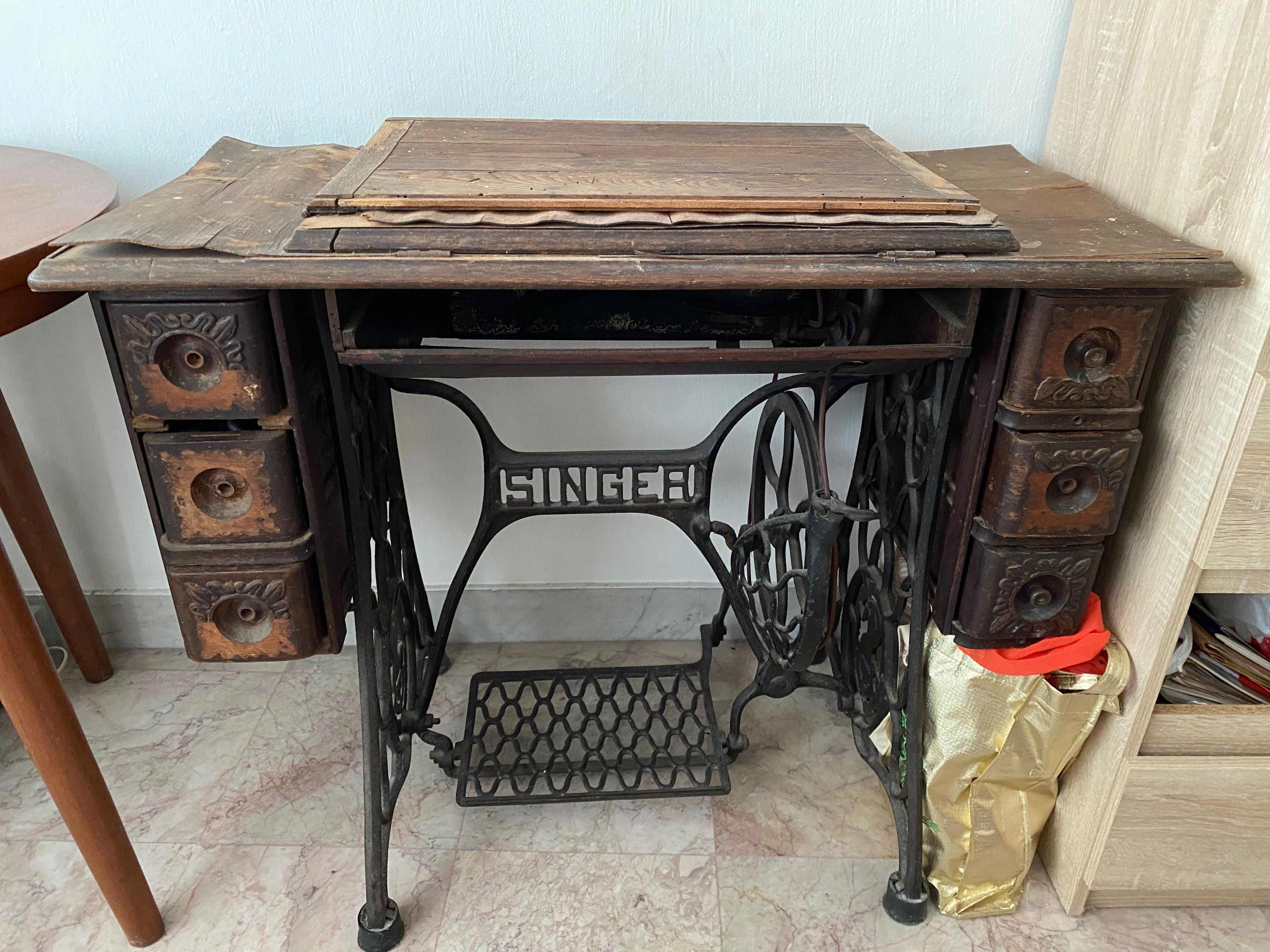 Antique Sewing Machine Singer, Furniture & Home Living, Furniture ...
