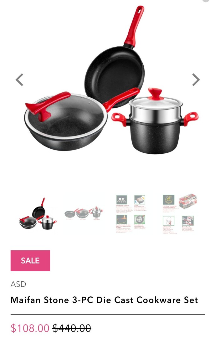 ASD Maifan 3 piece die cast cookware, Furniture & Home Living ...