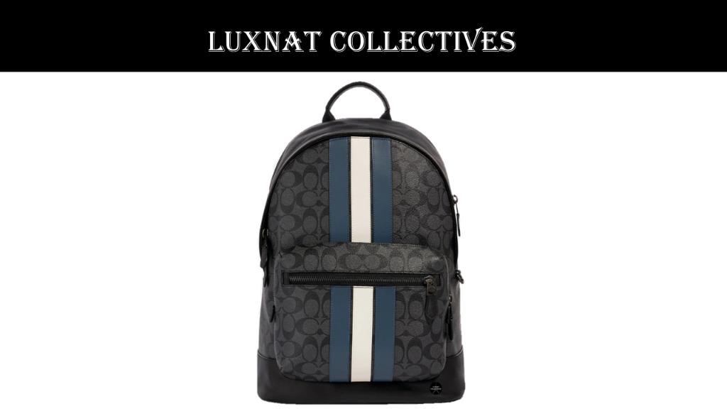 Authentic Coach West Backpack In Signature Canvas With Varsity Stripe ...